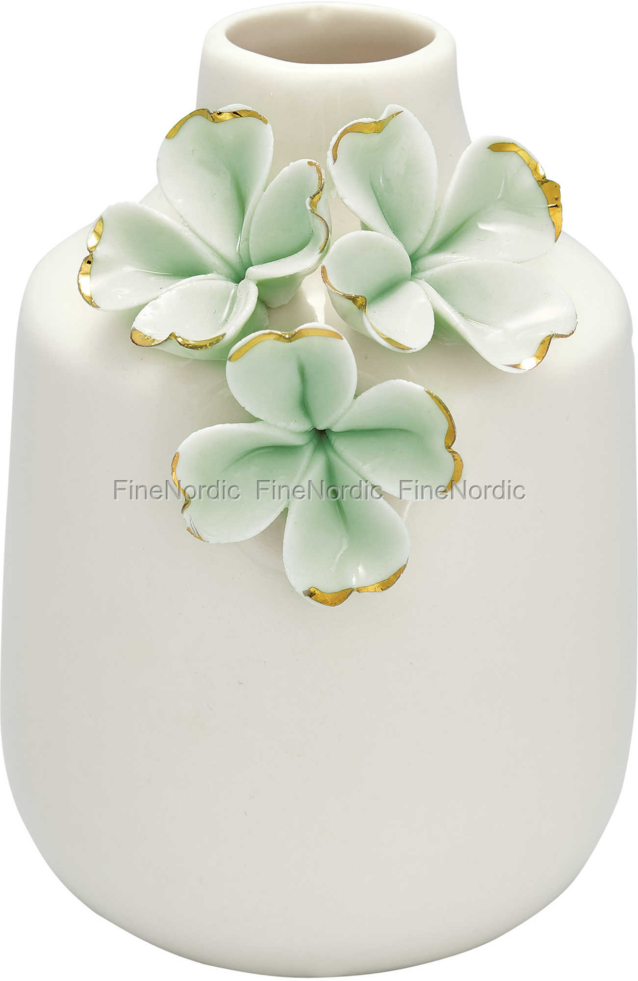 GreenGate Vase Flower Pale Green with Gold Small
