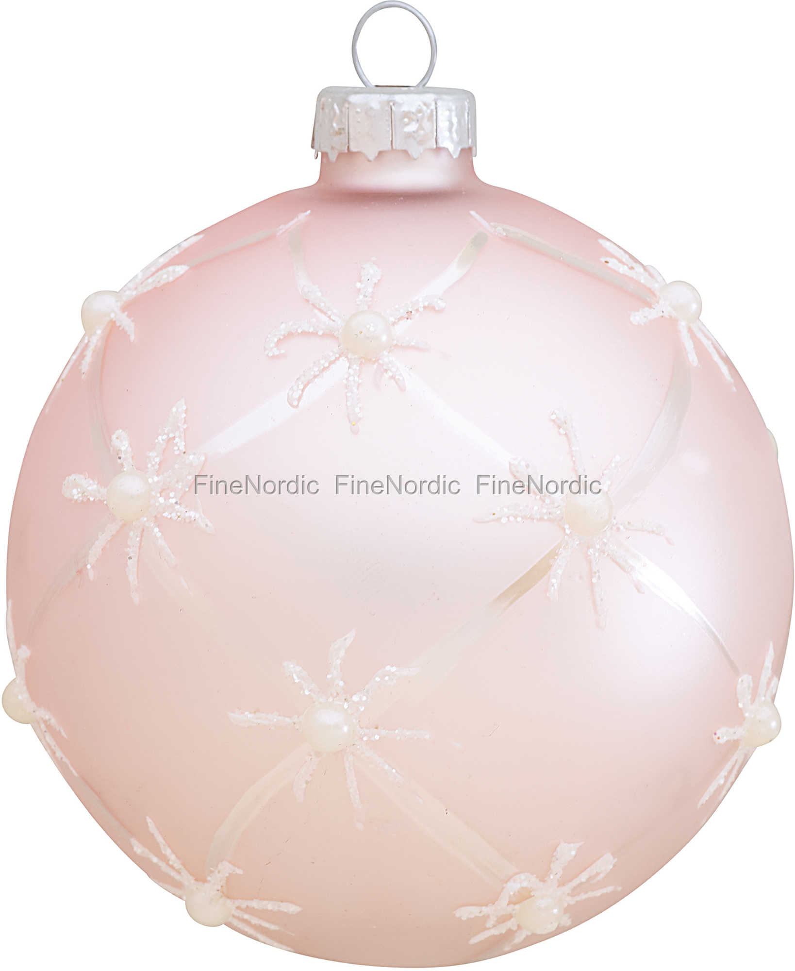 GreenGate Julekule - Ball Glass Marley Pearl with Glitter