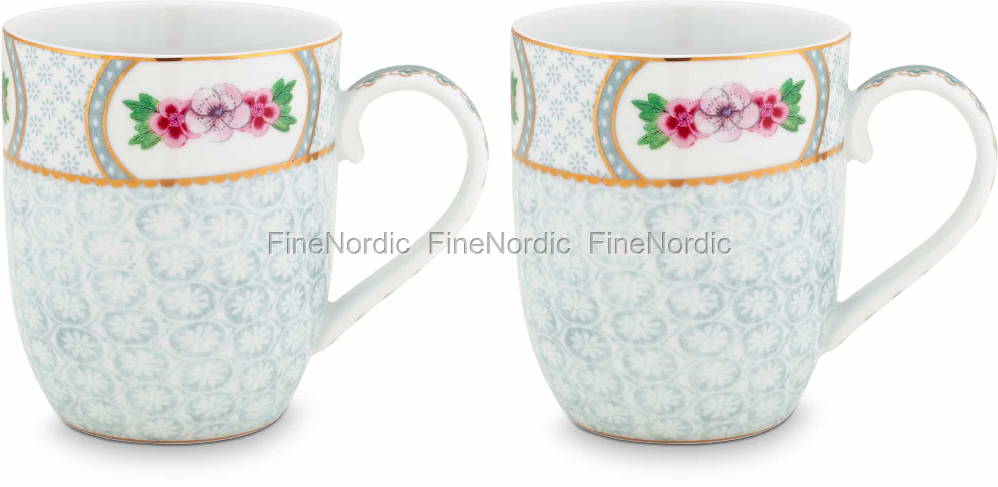 Pip Studio Krus Small Blushing Birds White Sett med 2