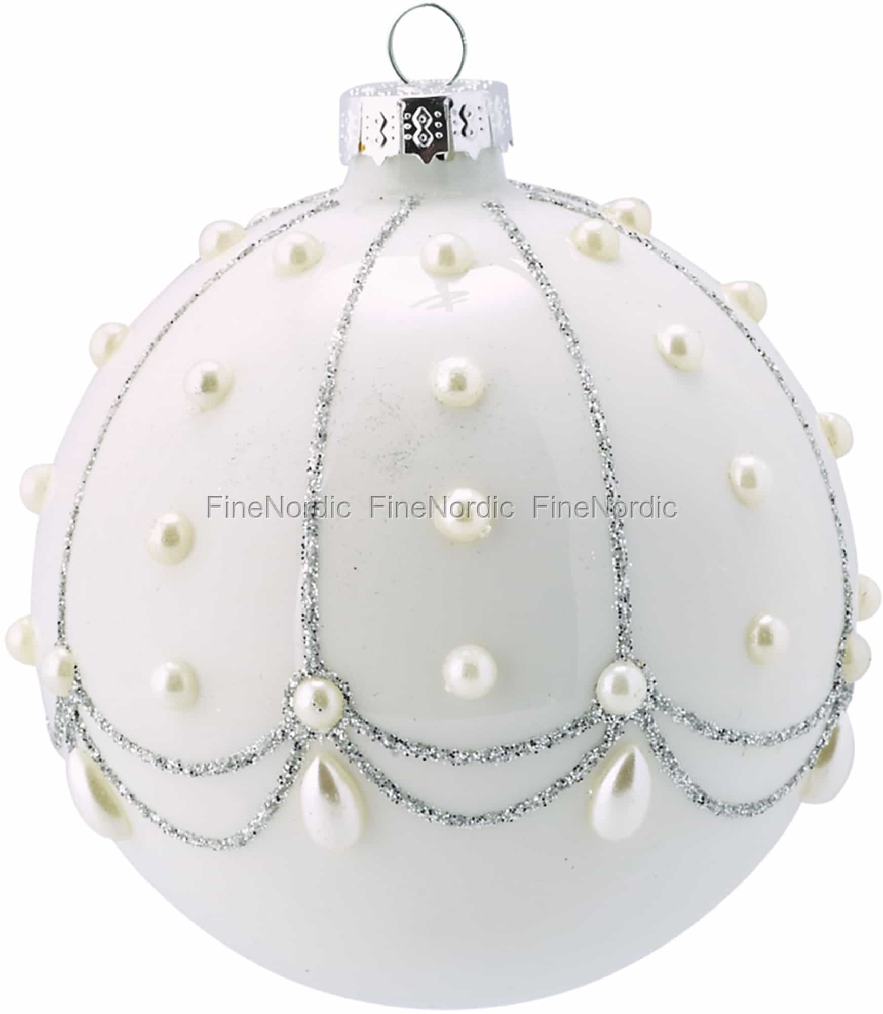 GreenGate Julekule Glass Elisabeth White Hanging