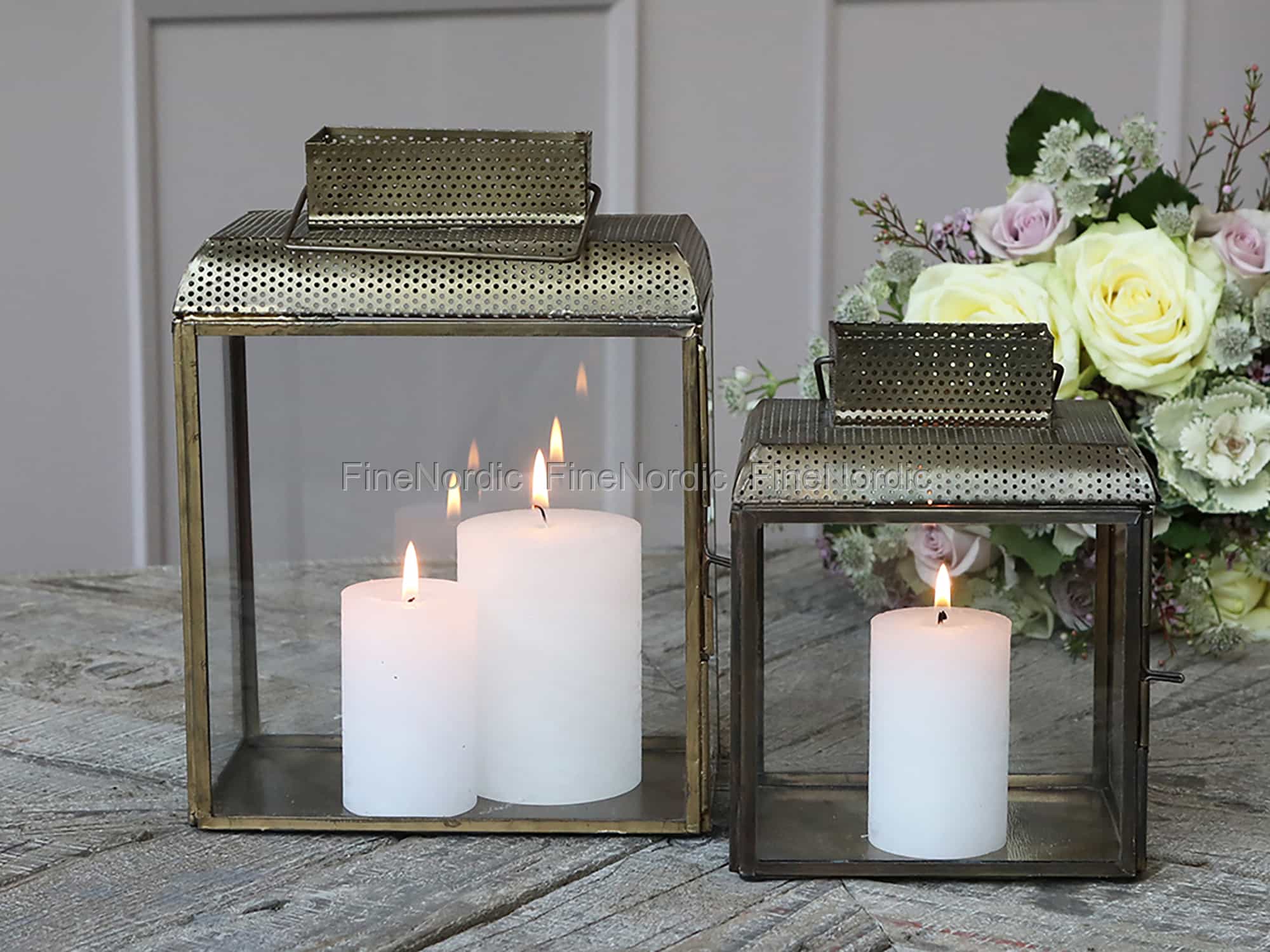 Chic Antique Lykt Antique Messing Liten