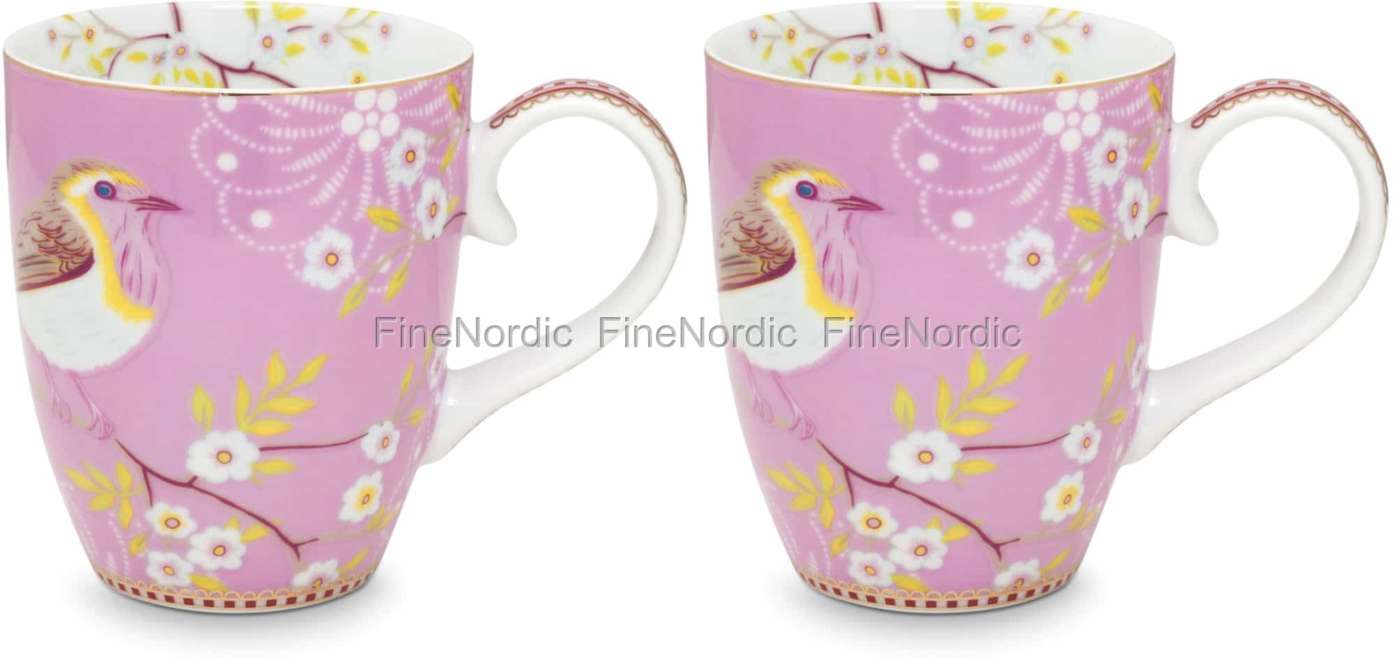 Pip Studio Krus Large Early Bird Pink Sett med 2 i Gaveeske