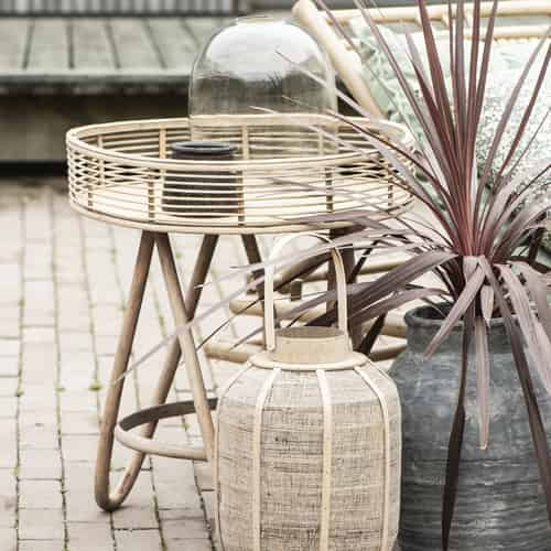 Ib Laursen Bord Rund med 1 Hylle Rattan