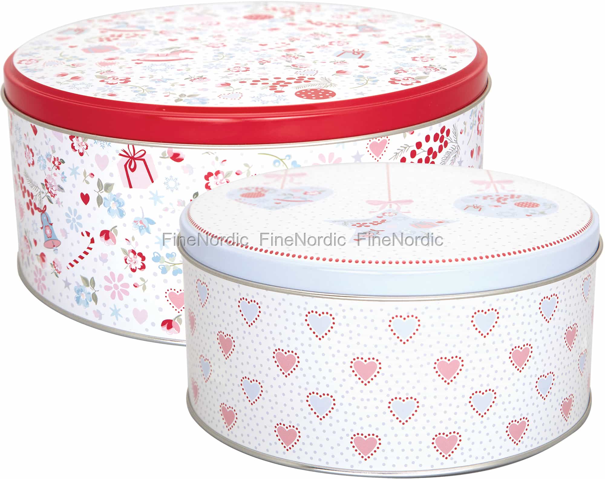GreenGate Bokser - Tin Boxes Round Box Carol White - Sett med 2 ...