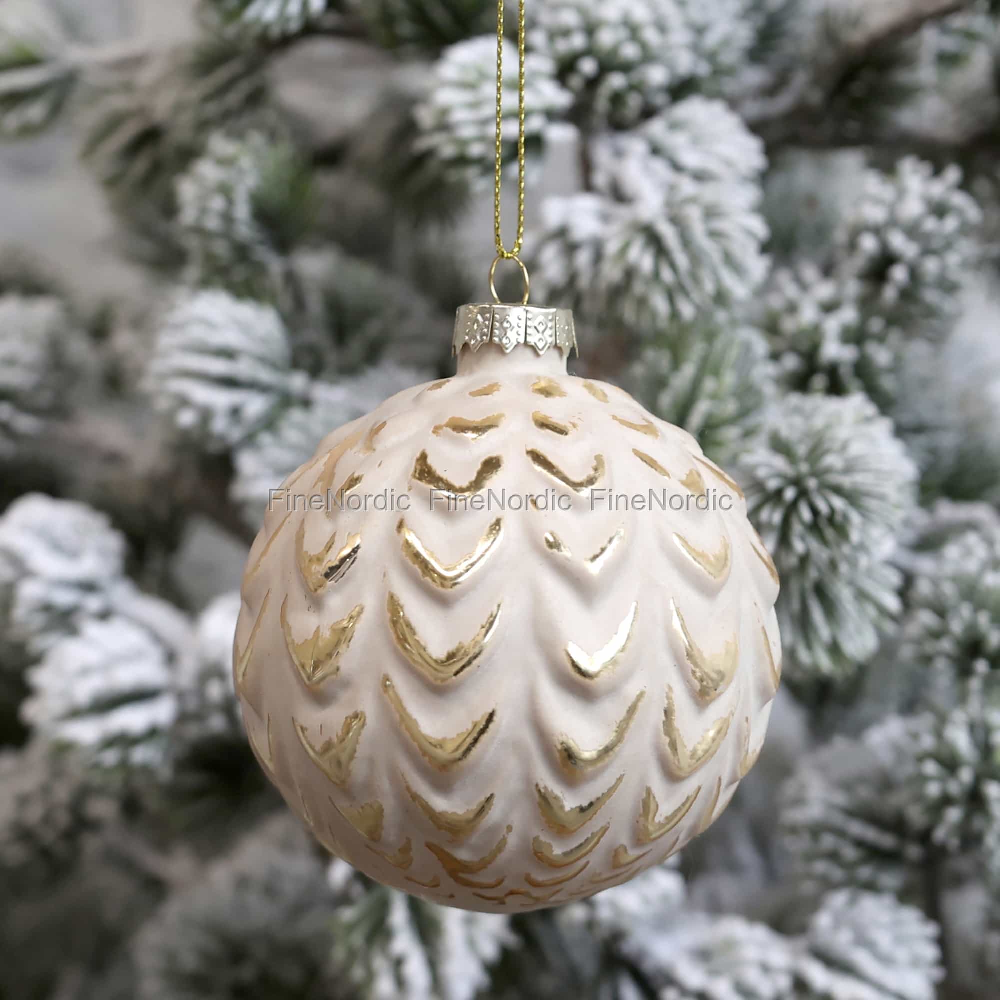 Chic Antique Julekule med Gull Mønster Antikk-Powder