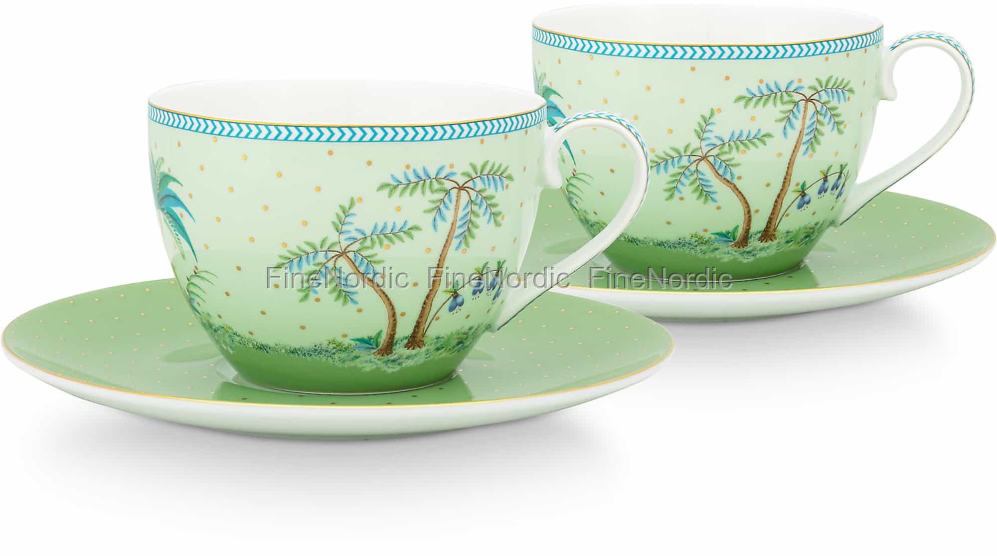 Pip Studio Kopper & Tefat Jolie Gold Dots Green Sett med 2 i Gaveeske