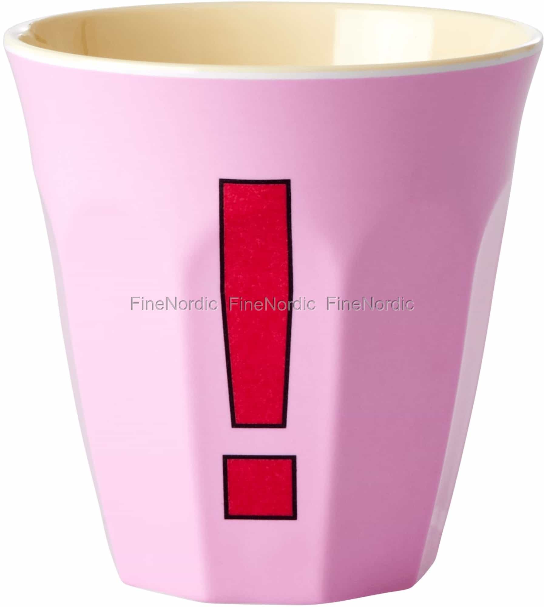 Rice Melamin Kopp med Utropstegn ! - Rosa - Medium
