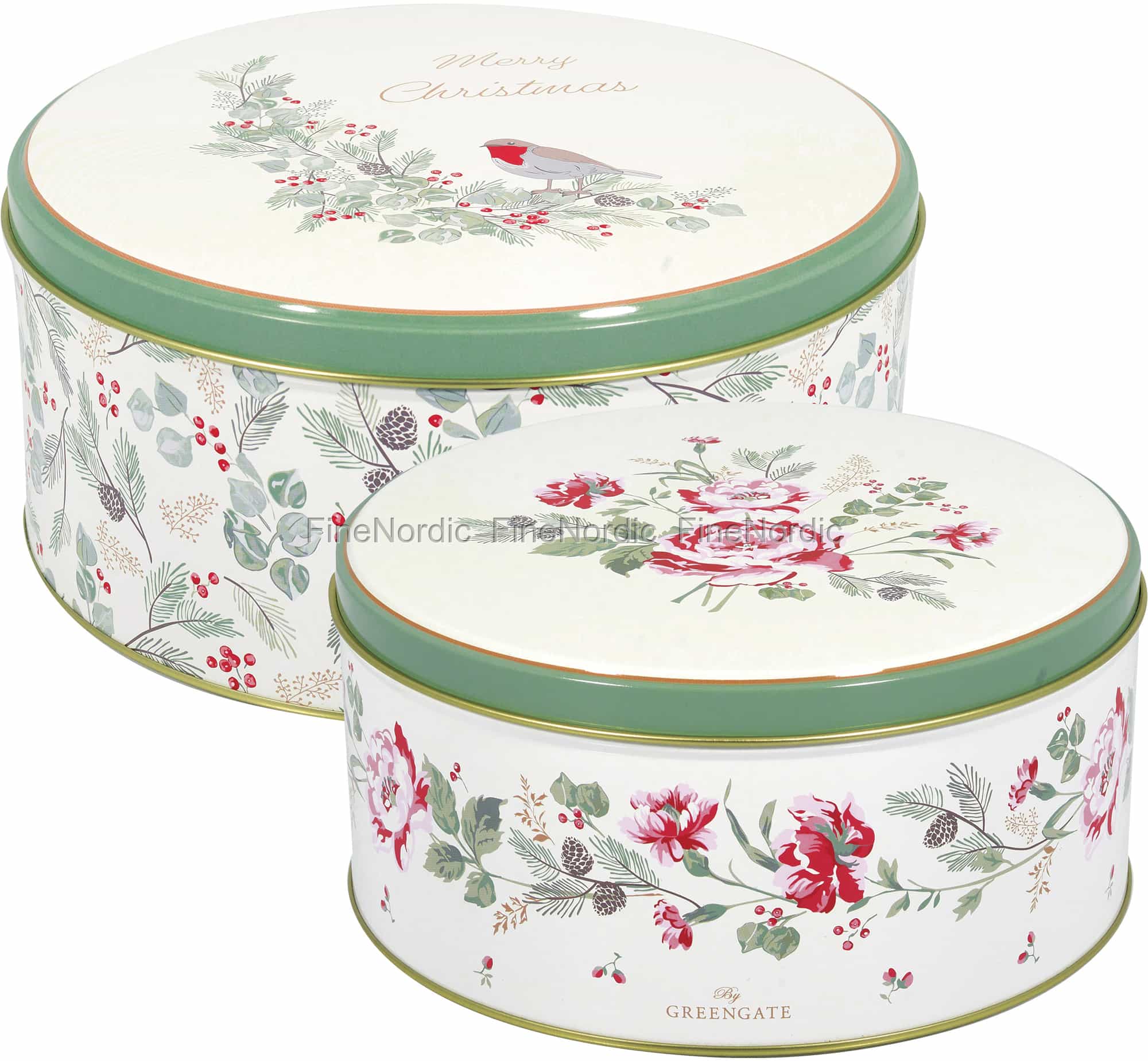 GreenGate Runde Boks Merle White Sett med 2