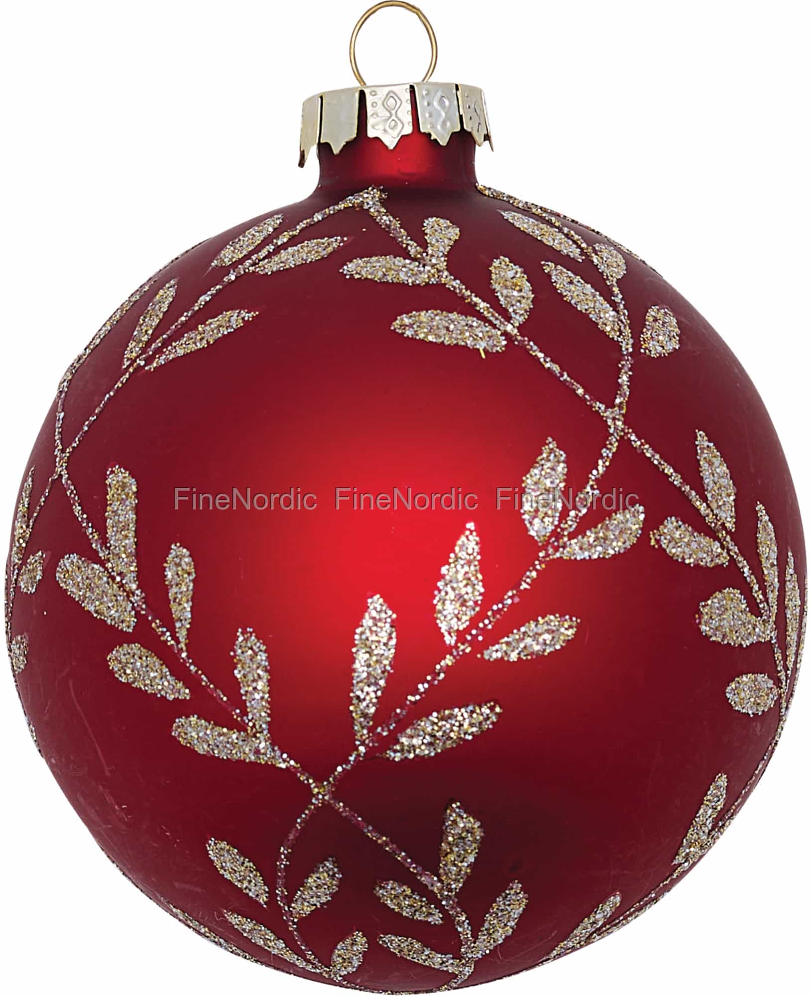 GreenGate Julekule Glass Winter Red Gold