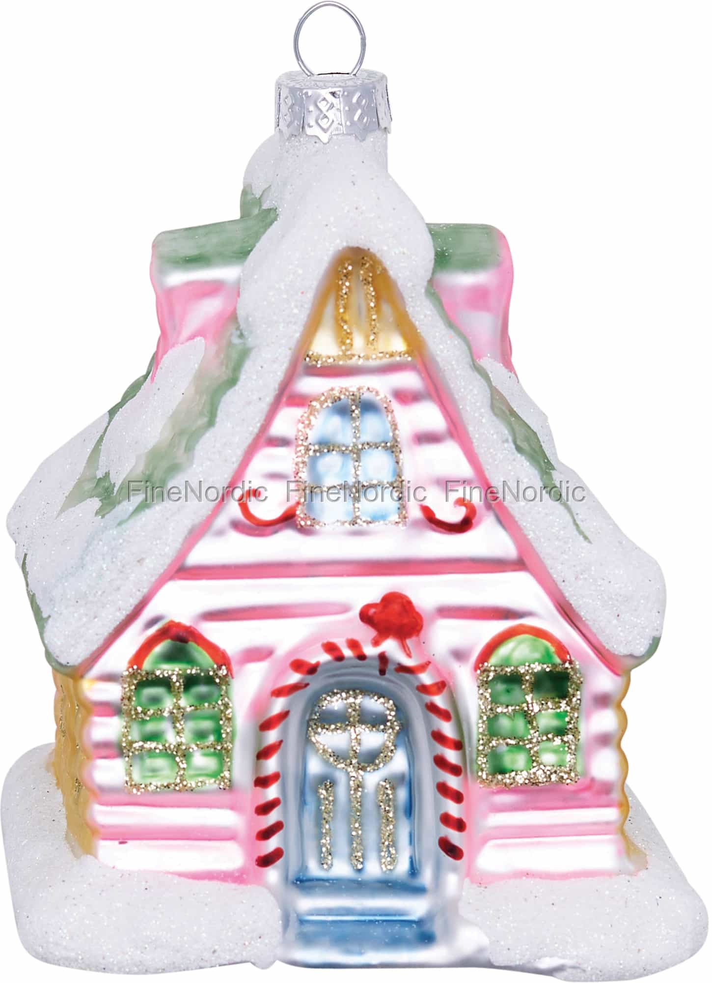 GreenGate Julepynt Hus Glass Laura Pale Pink Medium