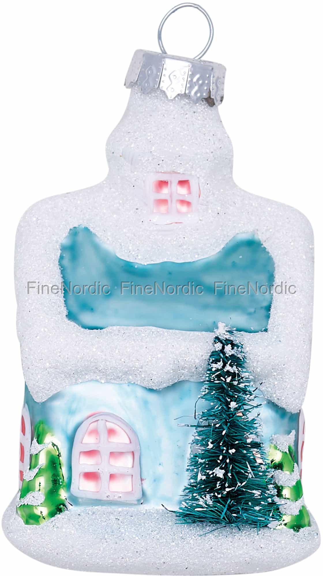 GreenGate Julepynt Hus Laura Pale Blue Glass Liten