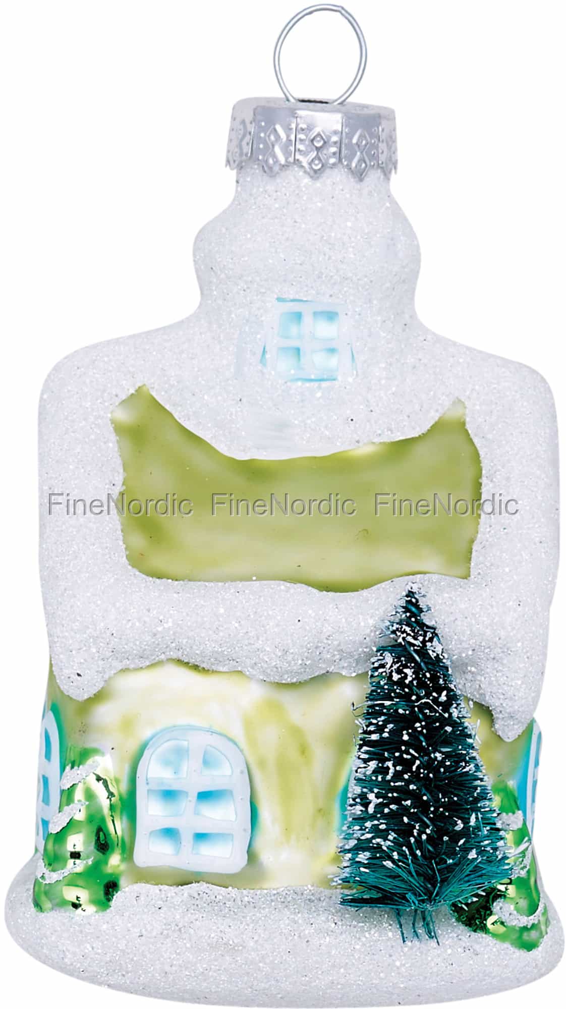 GreenGate Julepynt Hus Laura Pale Green Glass Liten