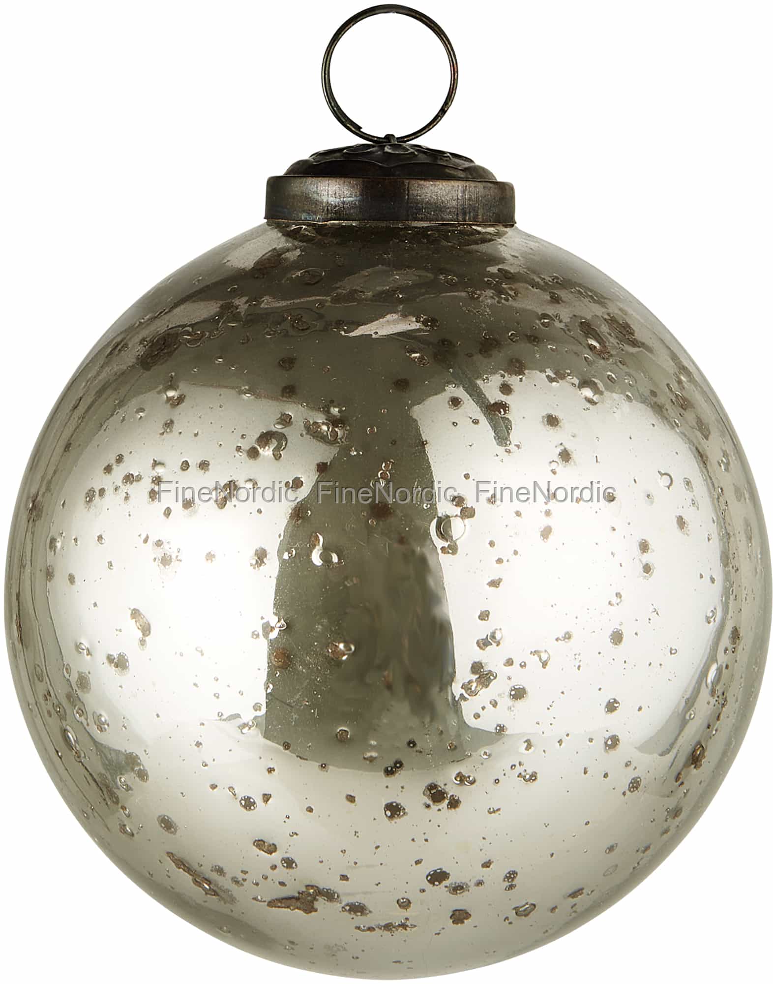 Ib Laursen Julekule Pebbled Glass Sølv Stor