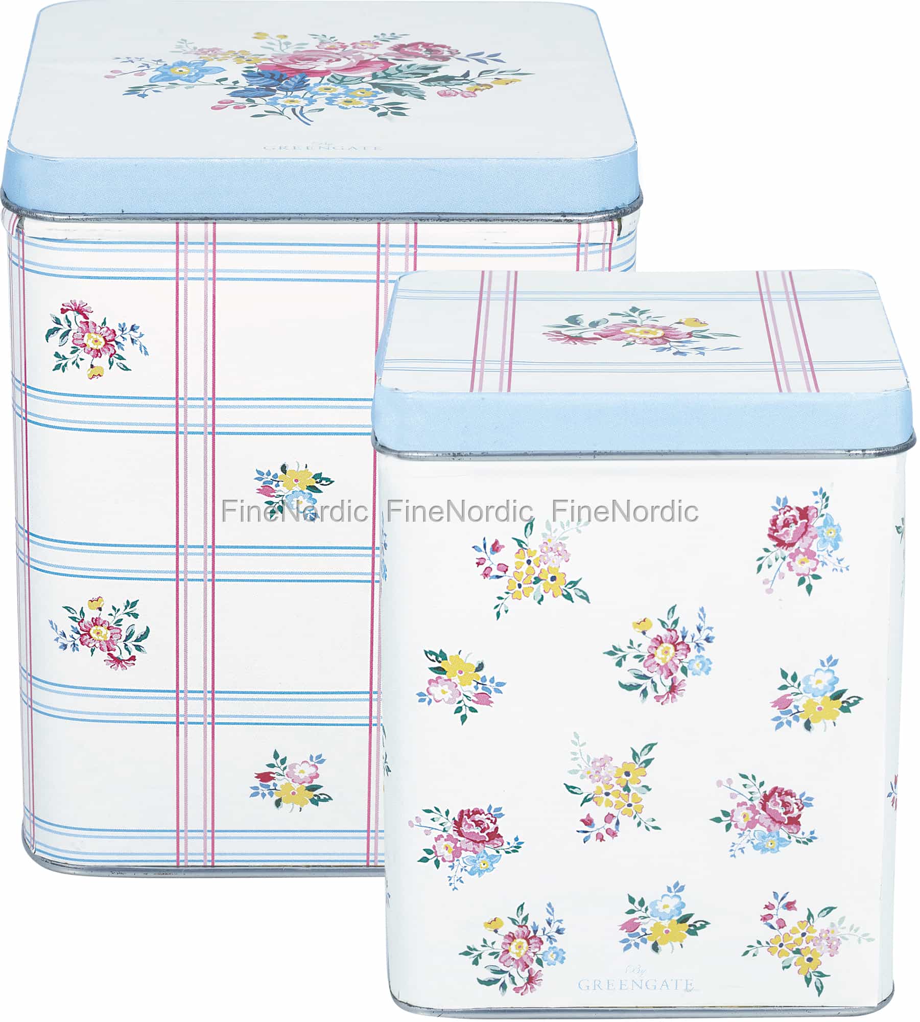 GreenGate Boks Kvadratisk Gaby White Sett med 2