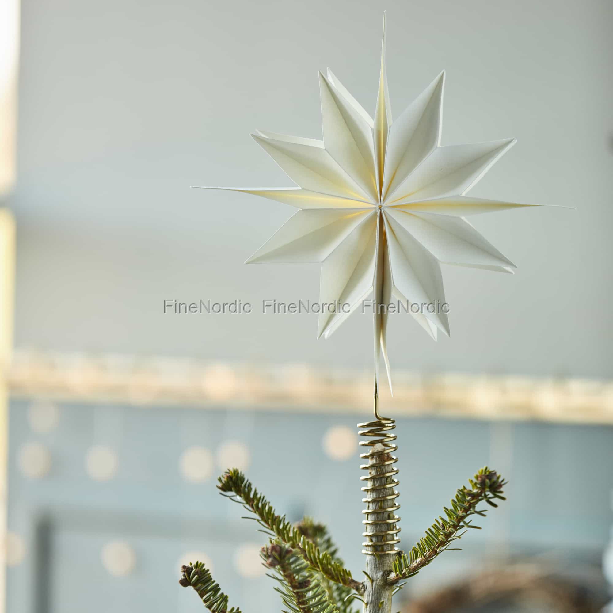 Ib Laursen Toppstjerne til Juletrepapir Hvit med Messingfarget Holder