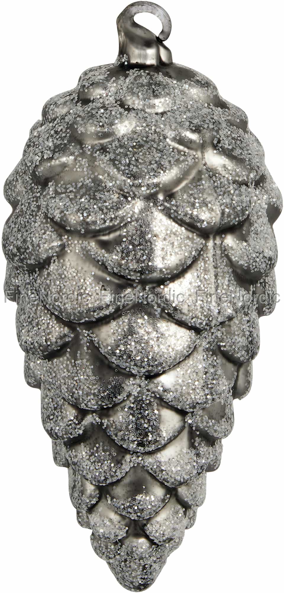 GreenGate Julepynt Grankongle Glass Grey Glitter Stor