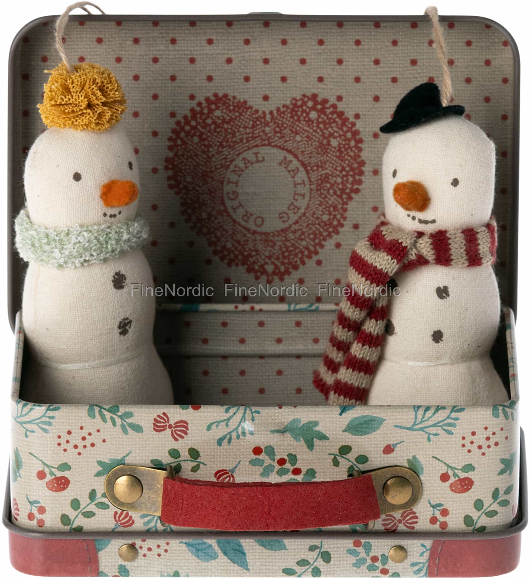 Maileg Julepynt Snømann 2 stk i Metallkoffert