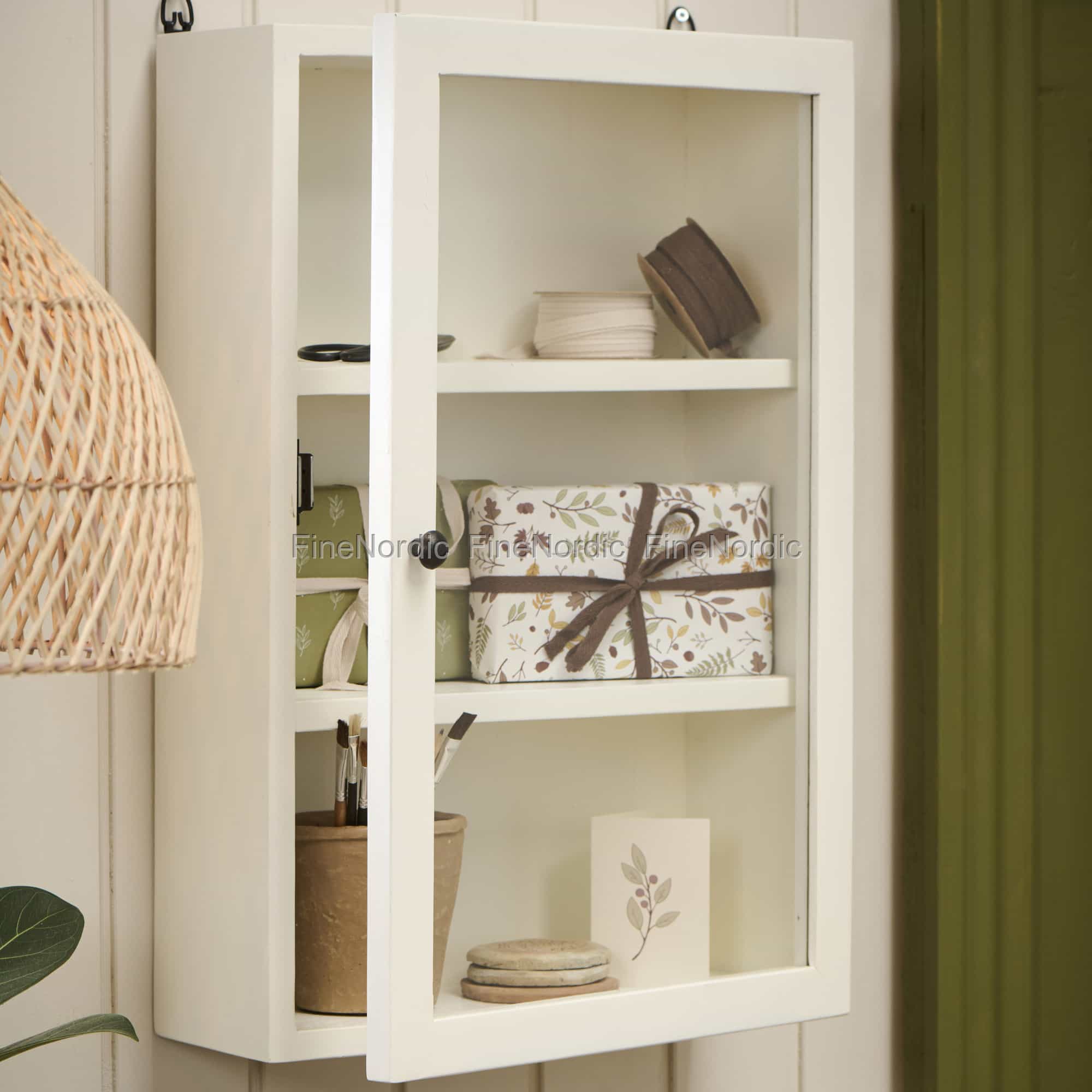 Ib Laursen Veggskap med 3 Hyller og Glassdør Unika Hvit