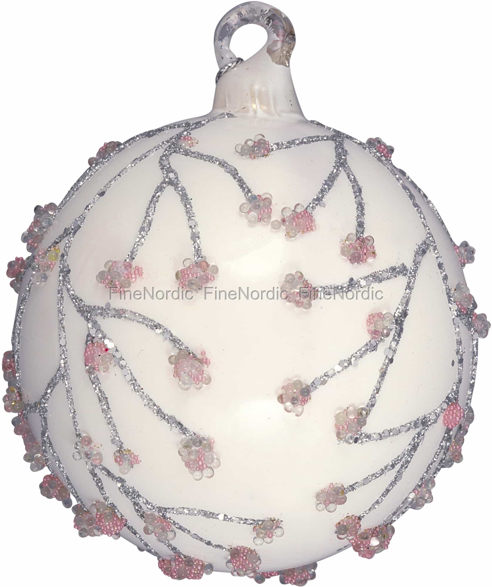 GreenGate Julekule Glass White Berry Pale Pink