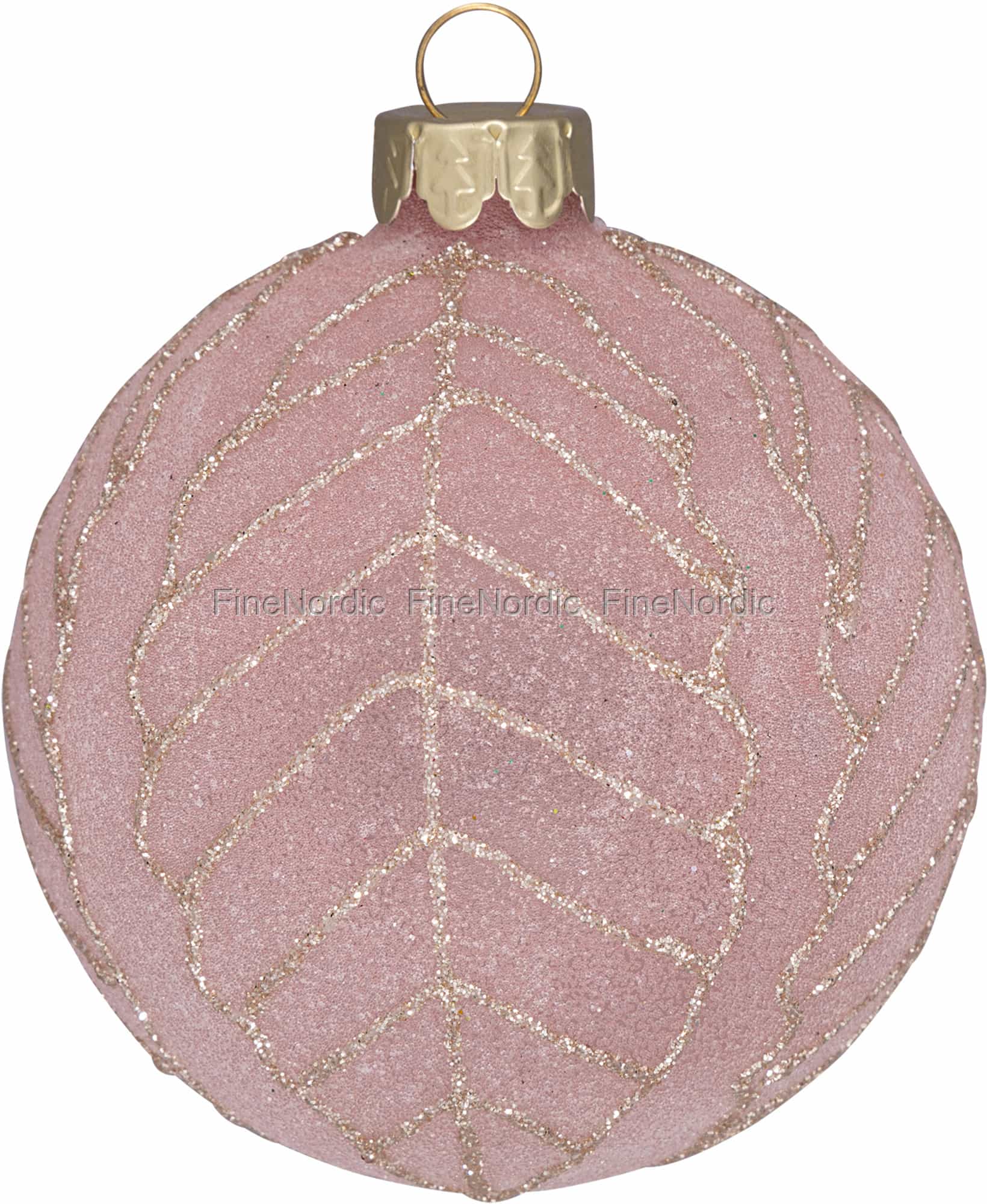 GreenGate Julekule Glass Frosted Pale Pink Blad Gull