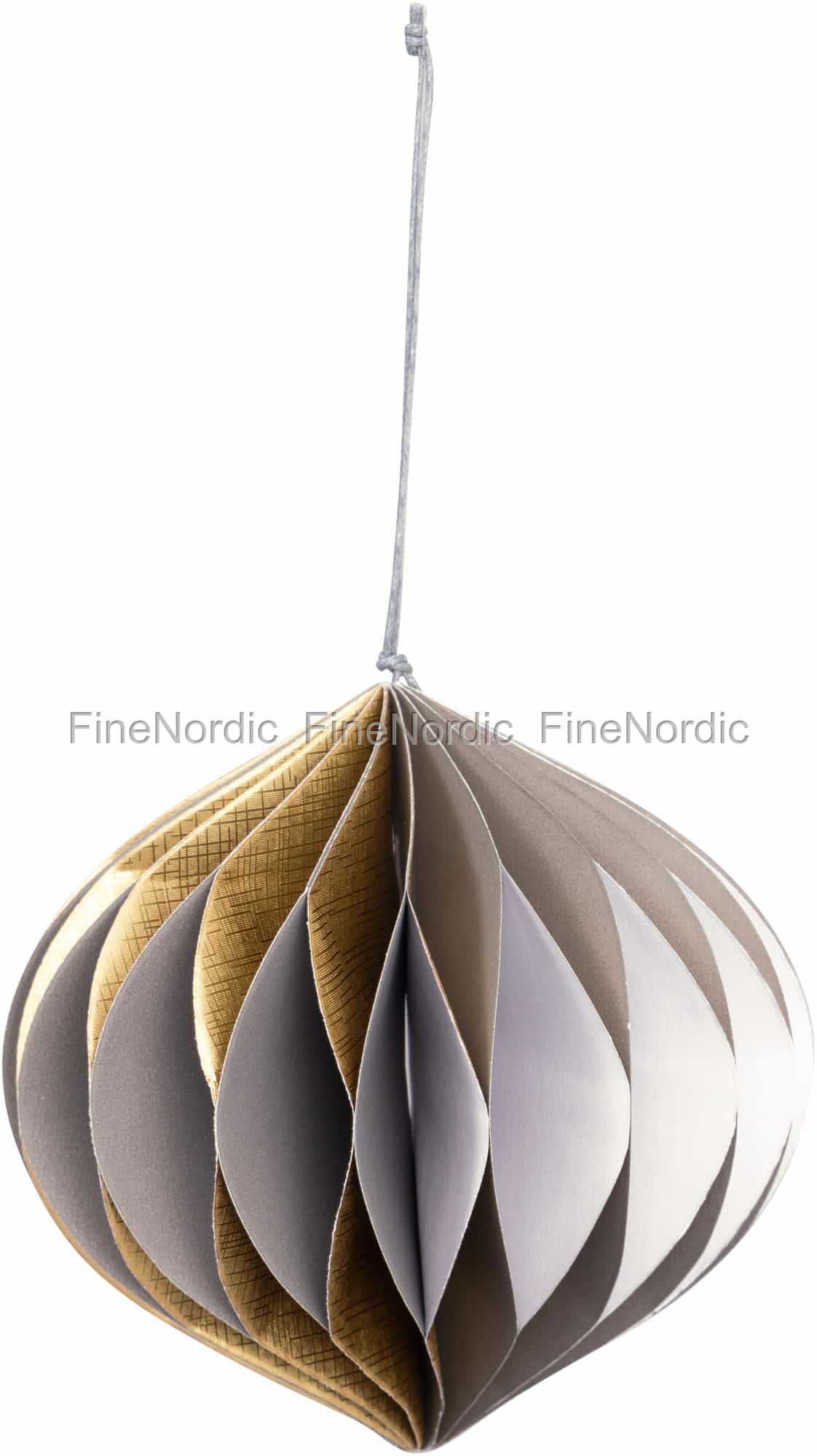 GreenGate Julepynt Løk Grå Papir med Gull Stor