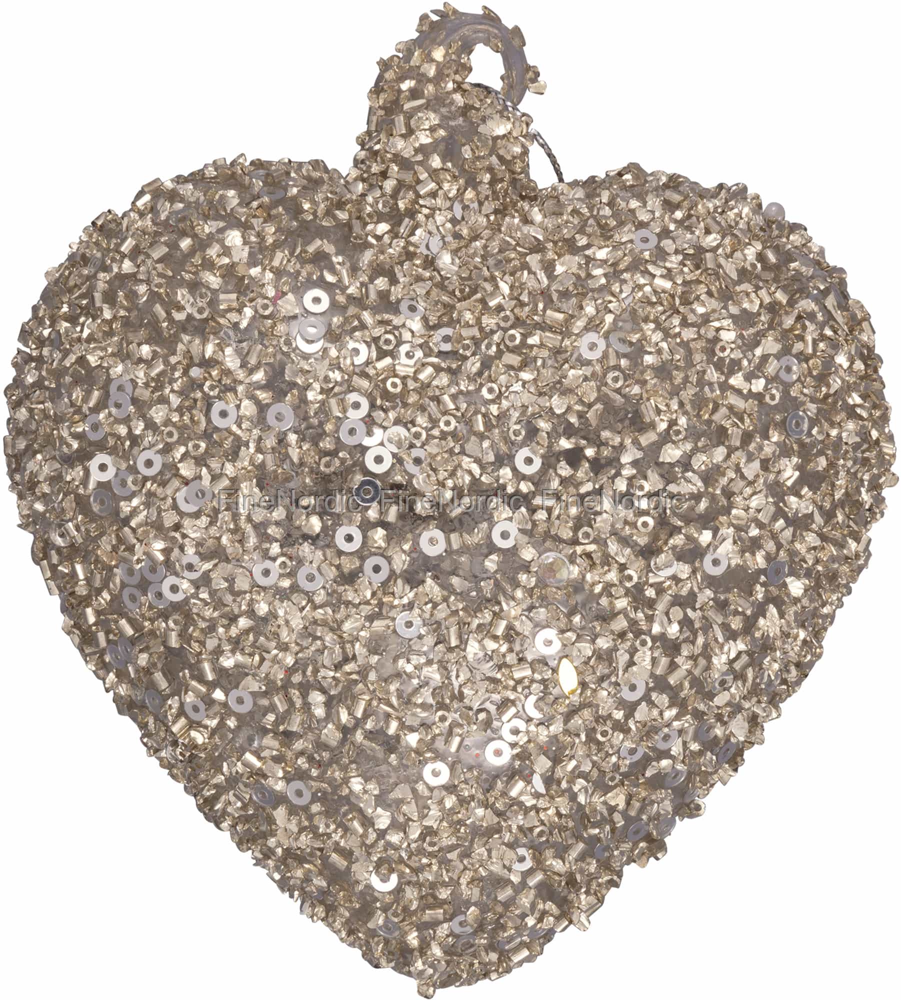 GreenGate Julepynt Glass Hjerte Champagne Glitter Stor