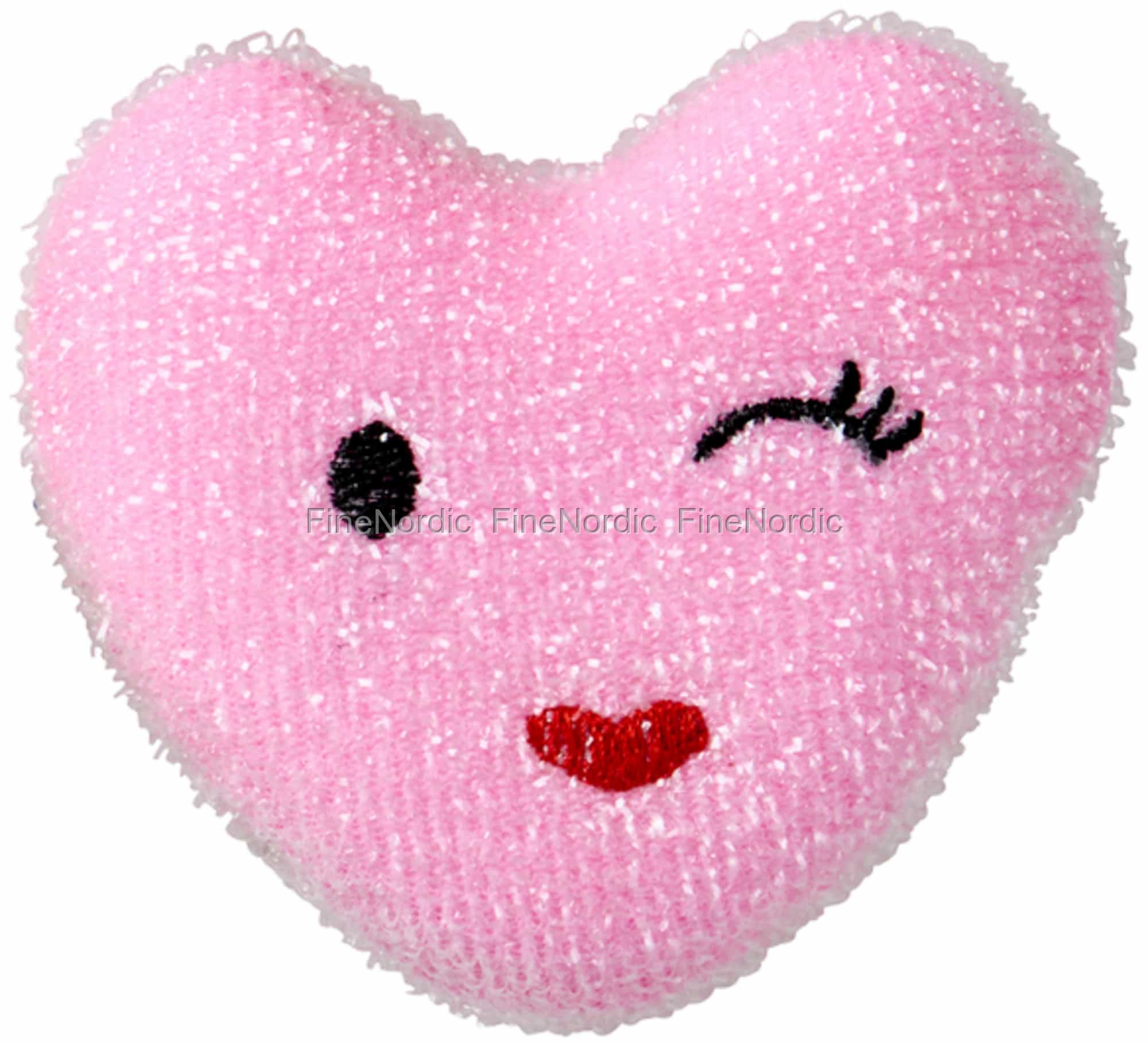 Rice Kjøkkensvamp - Hjerteform - Rosa