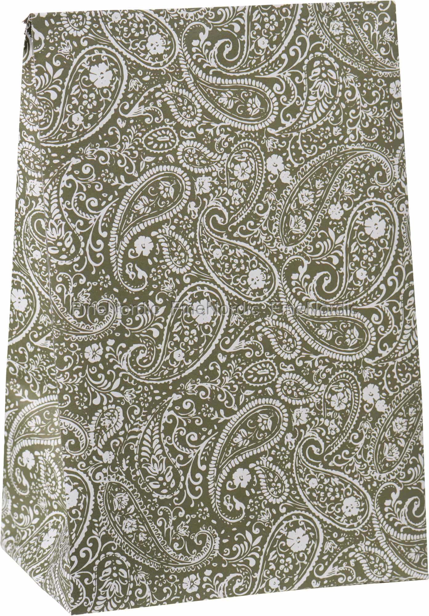 Grønn Paisley Papirpose (Stor) | Ib Laursen
